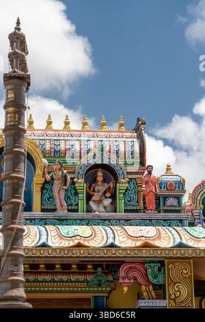 Cap Malheureux, Mauritius - May 12, 2024: Temple rooftop statues and ...