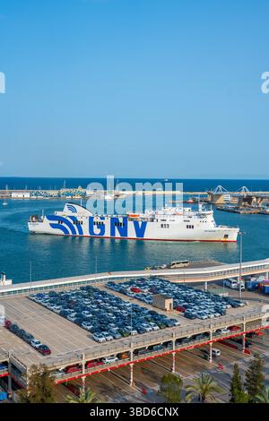 GNV Ferry in Port of Barcelona, Spain, Europe Stock Photo - Alamy
