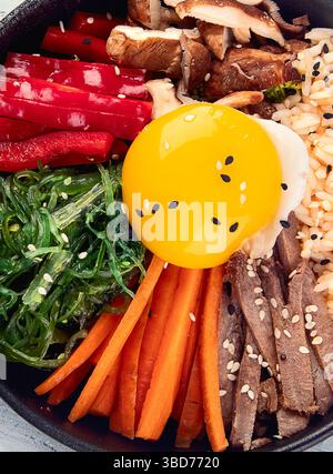 Bibimbap, traditional korean dish, top view Stock Photo - Alamy