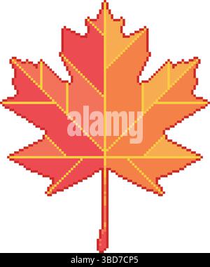 Pixel art maple leaves. Colorful autumn foliage in retro 8-bit style ...