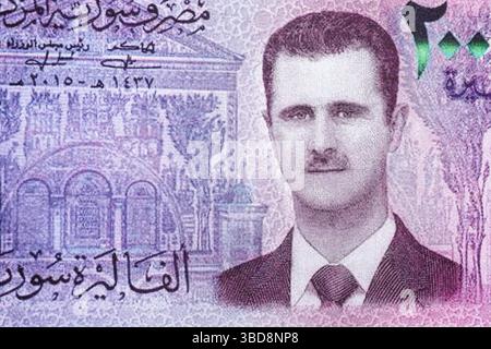 Syrian currency notes with a portrait of president Bashar Al Assad on ...