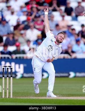 England's Sam Cook bowling on day two of the Rothesay International ...