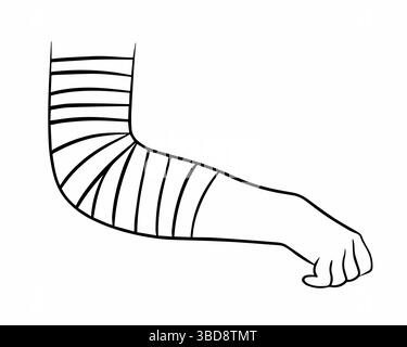 Vector isolated illustration of elbow bandaging. First aid for elbow ...