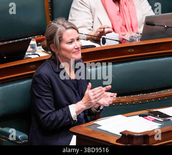 Federal Minister Anneleen Van Bossuyt pictured during a police action ...