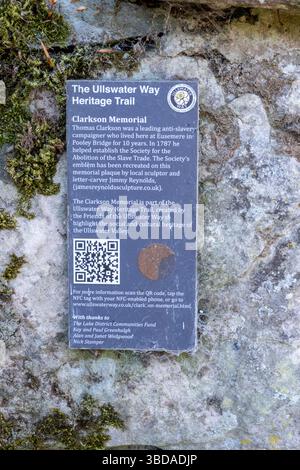 The Clarkson Memorial on the Ullswater Way Heritage Trail. In 1787 ...