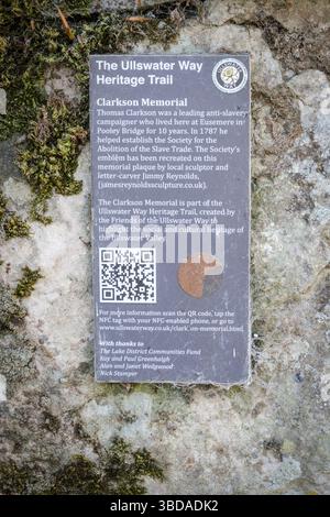 The Clarkson Memorial on the Ullswater Way Heritage Trail. In 1787 ...