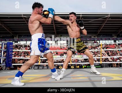 Lewis Booth (right) in action against Connor Meanwell in the ...