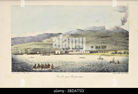 Port of Honolulu, Sandwich Islands (modern-day Hawaii). Vintage ...