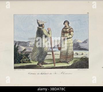 Portrait of Indigenous Inhabitants of Aleutian Islands. Vintage ...