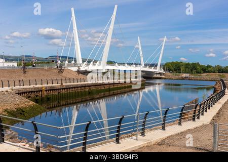 Renfrew Bridge, opened 2025, crosses the River Clyde from Renfrew on ...