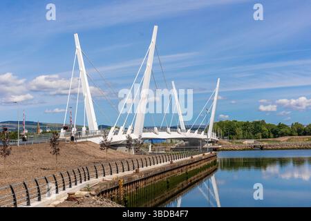 Renfrew Bridge, opened 2025, crosses the River Clyde from Renfrew on ...