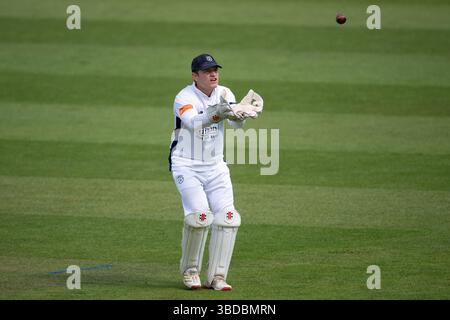 Southampton, UK, 23 May 2025. Brad Wheal of Hampshire celebrates the ...