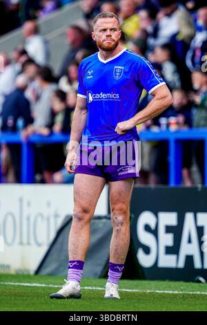 Warrington in the pre-game warm up during the Betfred Super League ...