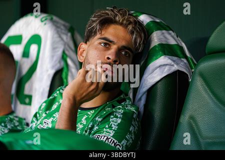 Ez Abde Ezzalzouli of Real Betis Balompie and Inigo Lekue of Athletic ...