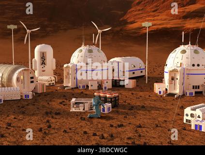 Illustration of a research base on Mars Stock Photo - Alamy