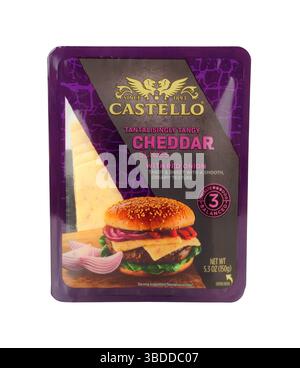 Castello tantalisingly tangy cheddar cheese slices with red onion in a ...