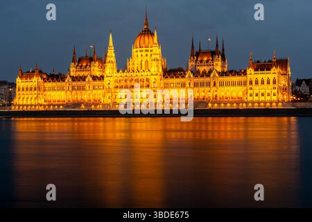 A scenic shot of the illuminated Hungarian Parliament Building in ...