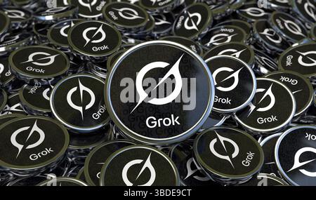 Grok Logo, Artificial Intelligence Platform - Grok Concept Stock Photo ...