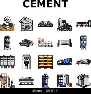 cement production gypsum icons set vector Stock Vector Image & Art - Alamy