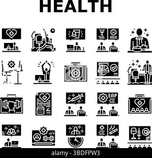 employee health office wellness icons set vector Stock Vector Image ...