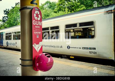 Gum drop collection point on railway station platform,UK Stock Photo ...
