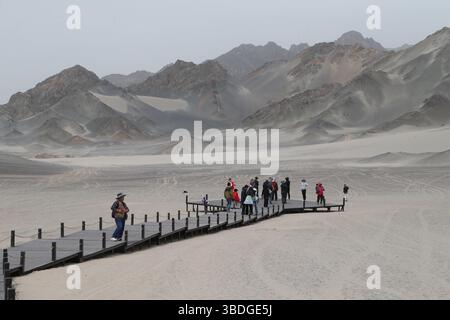 Aerial view of the unique black Yardang landform of Heidushan Scenic ...