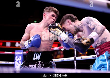 Lee Welsh against Tony Morton (not pictured) in the lightweight bout at ...