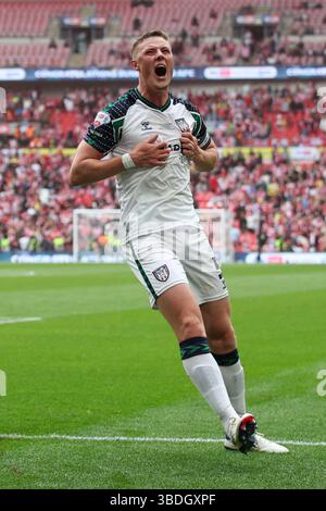 Dan Ballard of Sunderland AFC celebrates his goal during the Premier ...