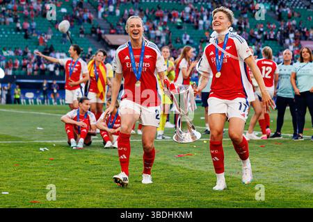 Amanda Ilestedt and Lina Hurtig seen during UEFA Womens Champions ...