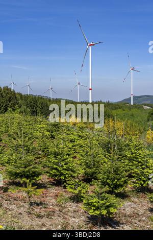 Wind farm in hilly area under cloudy sky Stock Photo - Alamy