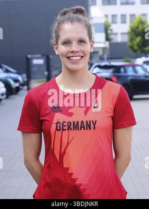 German swimmer Isabel Gose SC Magdeburg at farewell ceremony for Tokyo ...