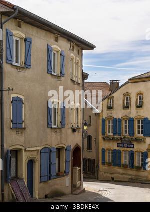 View of the historic village center of Rodemack in the Grand Est region ...