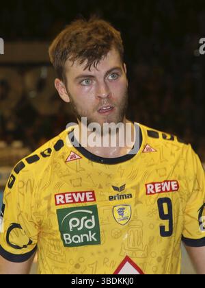 Steven Plucnar Jacobsen (Rhein-Neckar Loewen, 09) laughs after foul ...