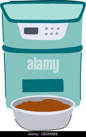 control automatic pet feeder cartoon vector illustration Stock Vector ...