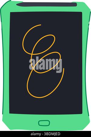 sketching digital handwriting pad cartoon vector illustration Stock ...