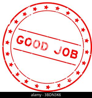 Grunge red good job word hexagon rubber seal stamp on white background ...