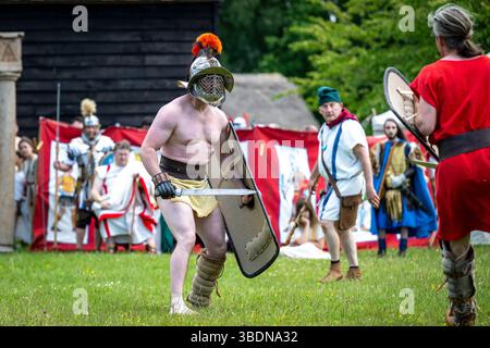 Chalfont, UK. 25 May 2025. Gladiators take part in Gladiator Games at ...