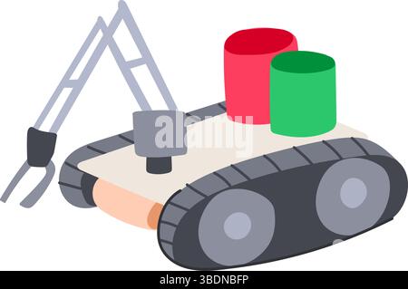 smart mini robot sorting trash cartoon vector illustration Stock Vector ...