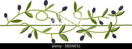 rustic olive border divider cartoon vector illustration Stock Vector ...