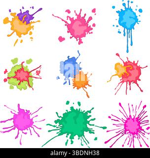 paint splatters set cartoon vector illustration Stock Vector Image ...