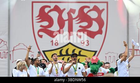 Stuttgart, Germany. 25th May, 2025. Soccer: DFB Cup, Arminia Bielefeld - VfB Stuttgart, after ...
