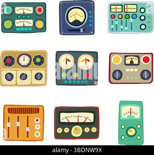 meters retro control panel cartoon vector illustration Stock Vector ...
