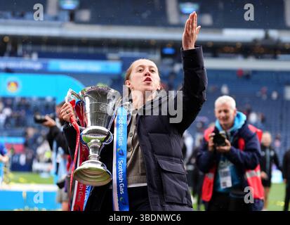 Rangers manager Jo Potter with the trophy following the Scottish Gas ...