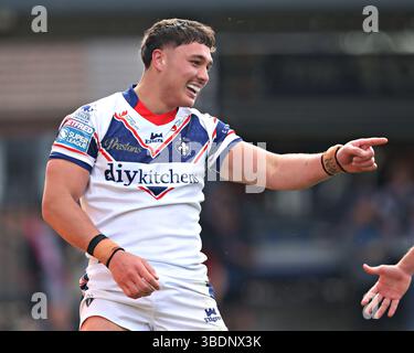 Seth Nikotemo of Wakefield Trinity celebrates after the Betfred Super ...