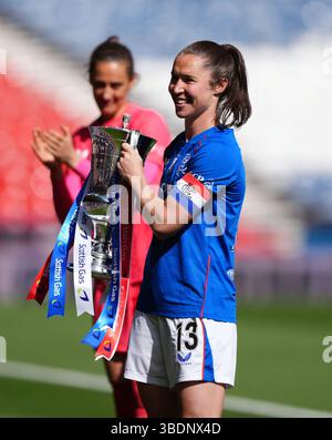 Rangers' Jane Ross celebrates with the trophy following the Scottish ...