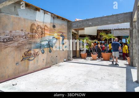 Mural on wall of the popular Sunset Beach SXM beach bar at Maho Beach ...