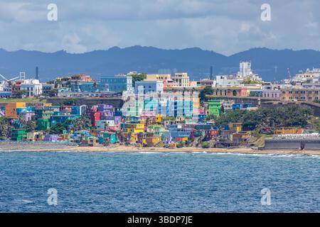 Colorful La Perla community along the Atlantic coast of Old San Juan ...