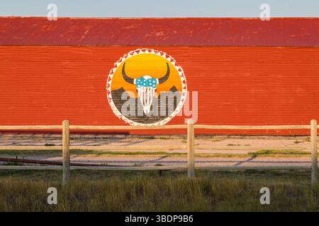 Sign painted on barn in Terry Bison Ranch for their Wyoming School of ...