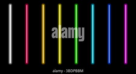 Neon glow sticks. Fluorescent laser rays. Beams of light Stock Vector ...