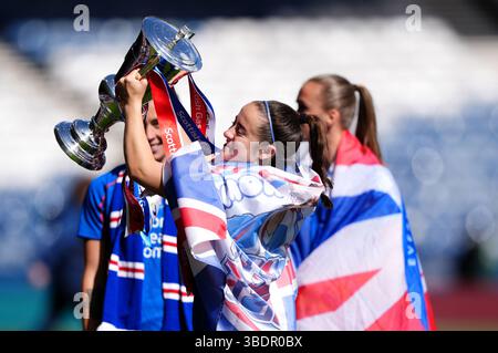 Rangers' Camille Lafaix with the trophy following the Scottish Gas ...